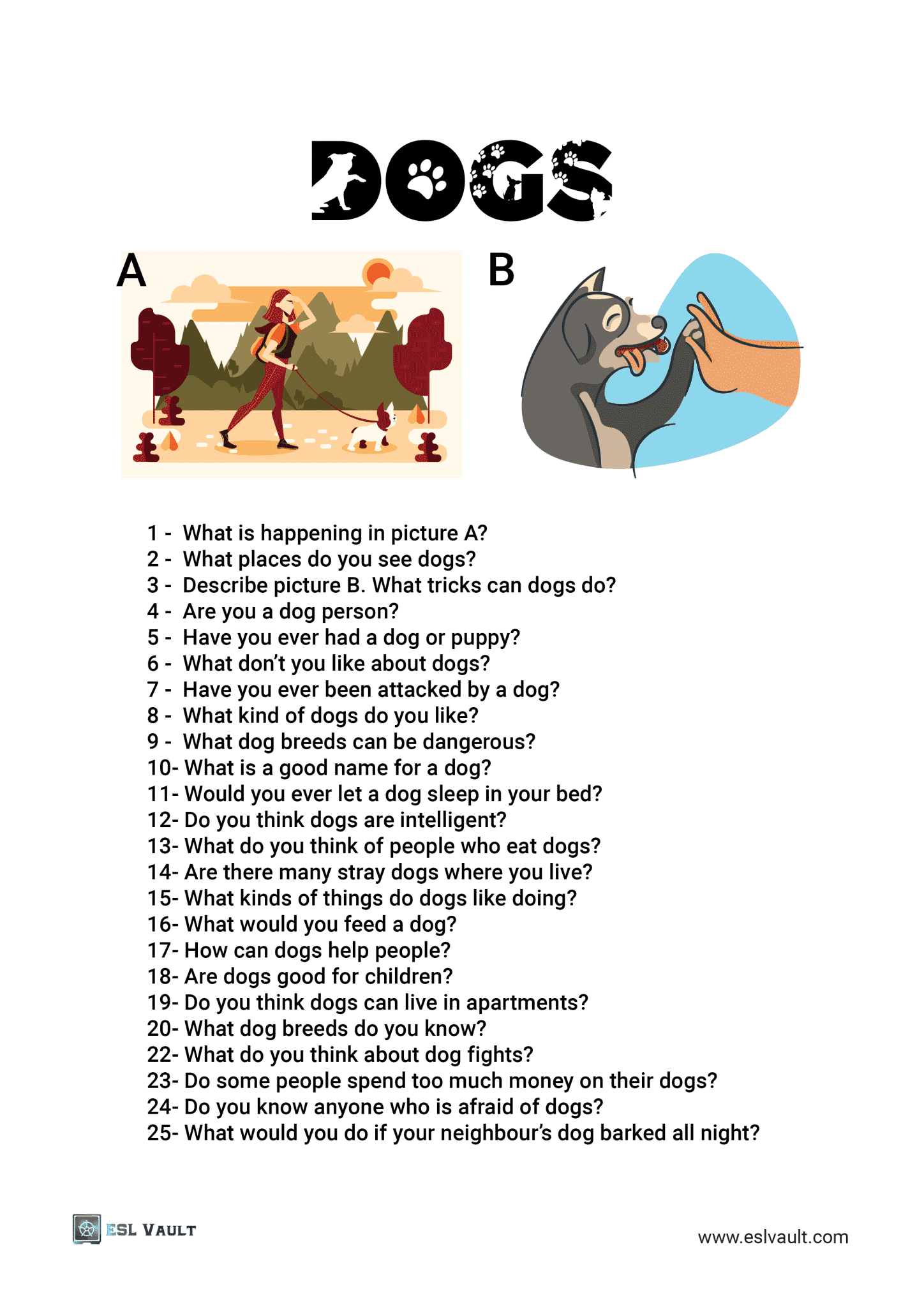 25 ESL Conversation Questions About Dogs ESL Vault Free Teaching