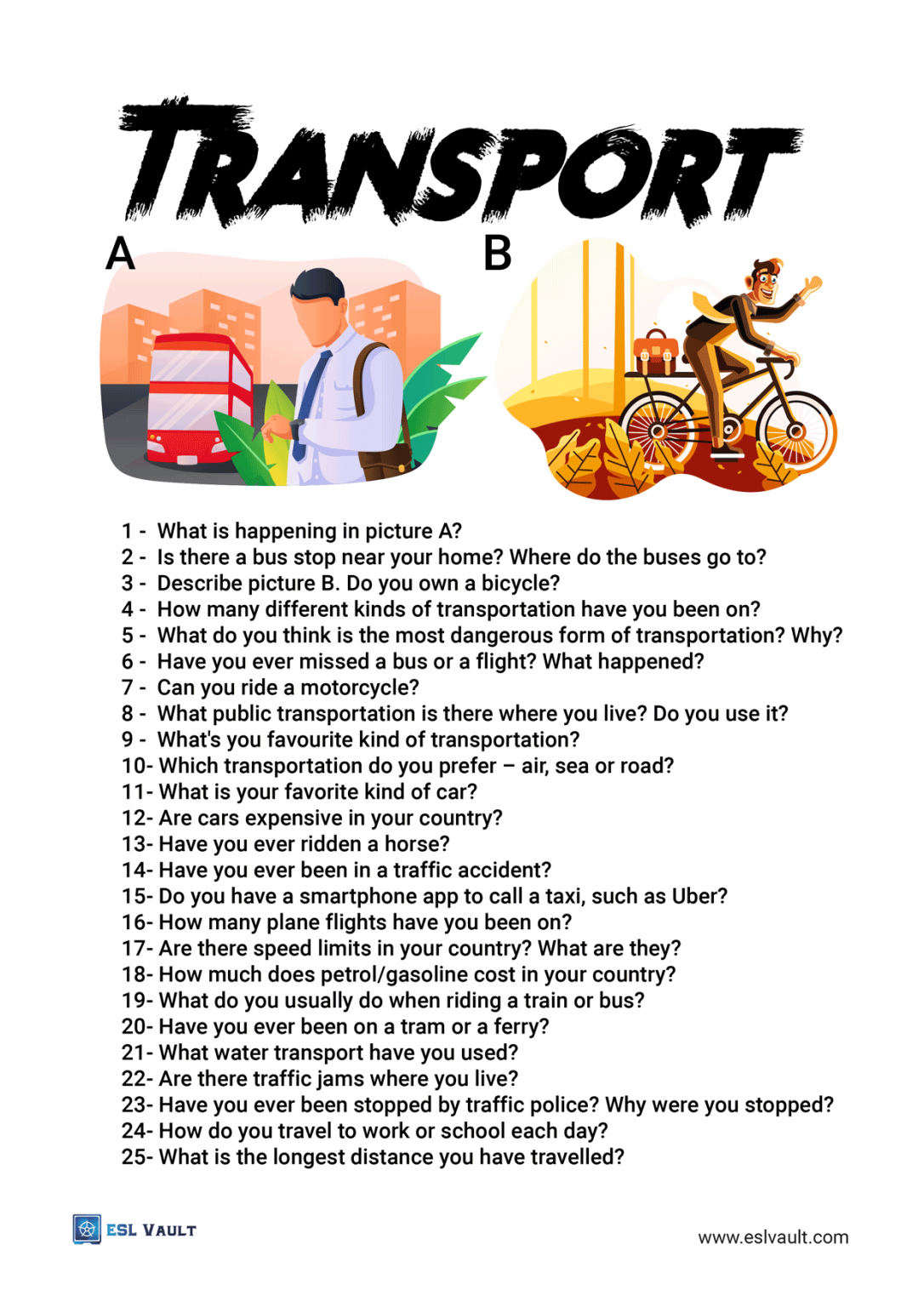 25 Transport Conversation Questions ESL Vault