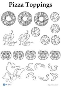16 free printable pizza toppings PDF pages - ESL Vault