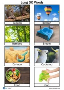 Free long OO words list and 32 pictures (PDF) - ESL Vault