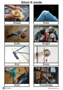 60+ Silent K words with a printable list - ESL Vault
