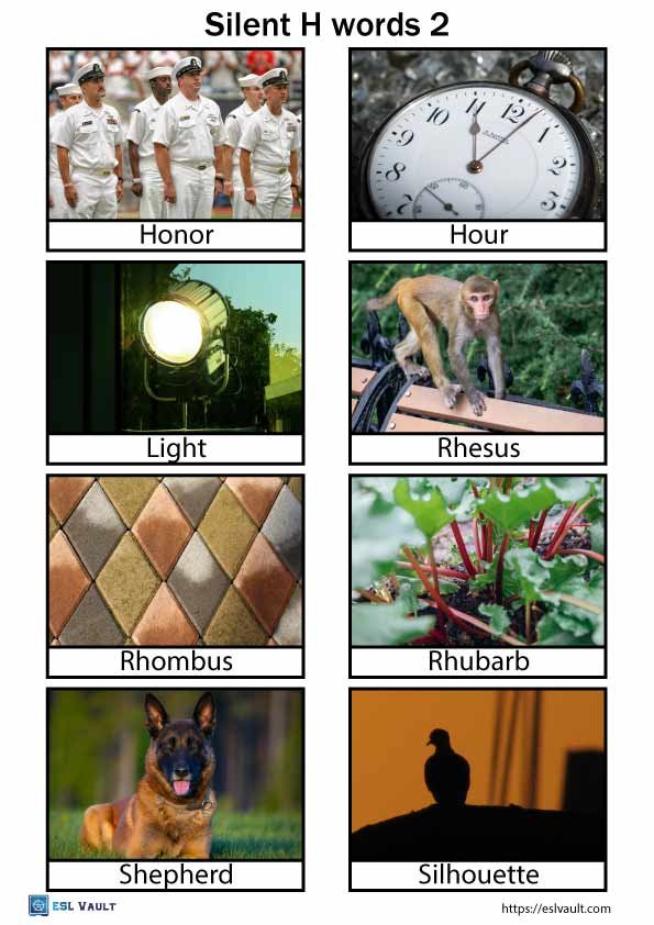 100+ Silent H words list and pictures - ESL Vault