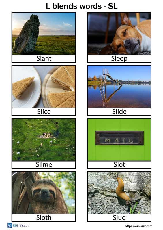 Free L blends words lists and 48 pictures (PDF) - ESL Vault