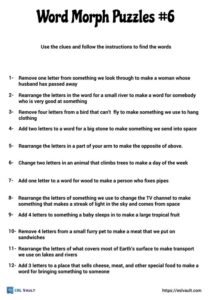72 Free printable word morph puzzles (PDF) - ESL Vault