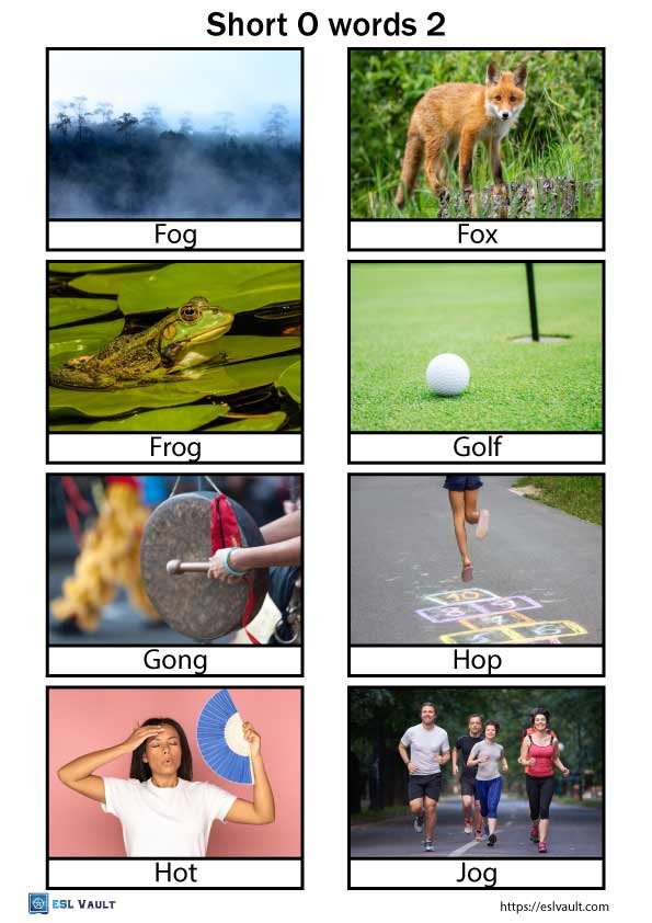 Free 100 short O words list and pictures - ESL Vault