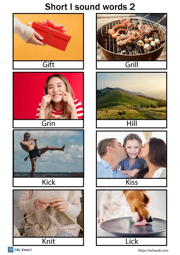 Free short I words lists and pictures - ESL Vault