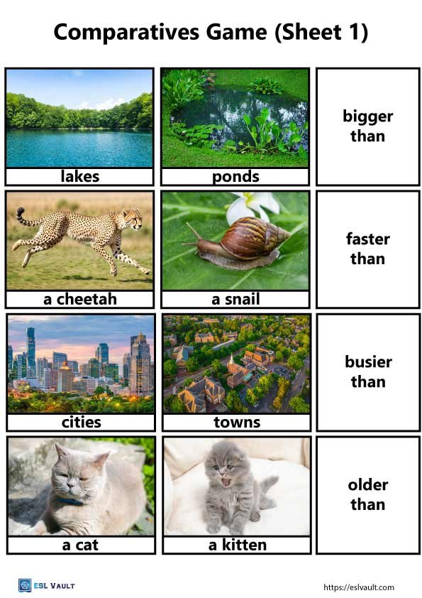 Fun free comparatives game - ESL Vault