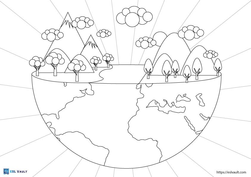15 Free printable earth coloring pages (PDF) - ESL Vault