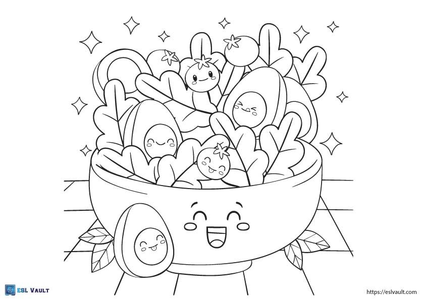19 Free printable healthy food coloring pages - ESL Vault