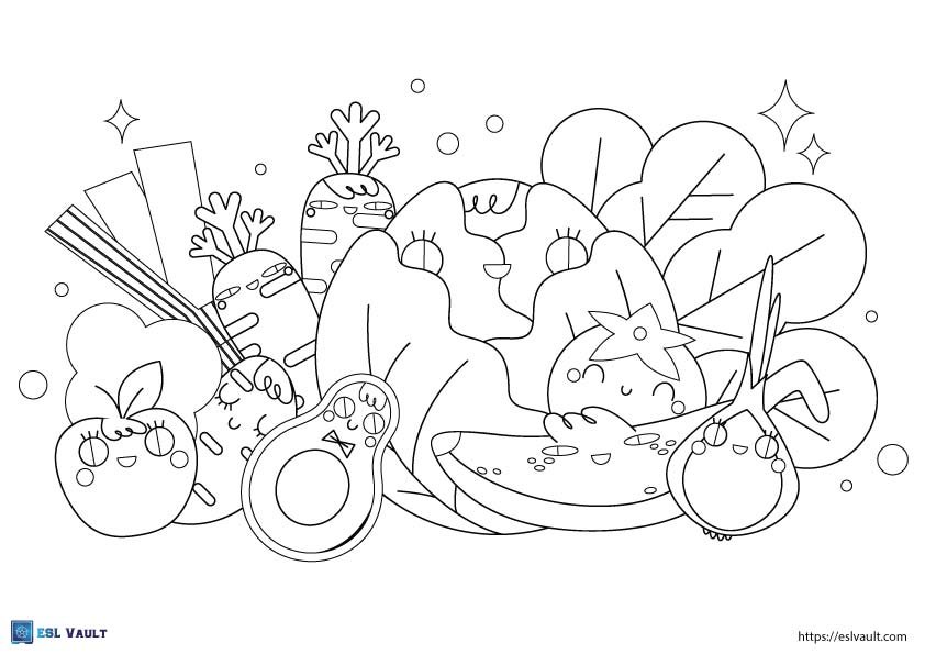 19 Free printable healthy food coloring pages - ESL Vault