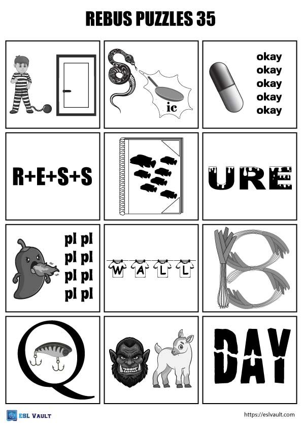 400+ Free printable rebus puzzles with answers - ESL Vault