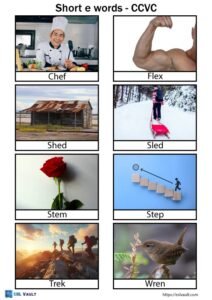 200+ Short e words (word lists and pictures) - ESL Vault