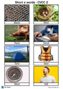 200+ Short e words (word lists and pictures) - ESL Vault