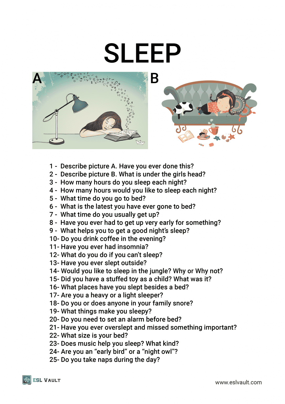 25 sleep conversation questions - ESL Vault