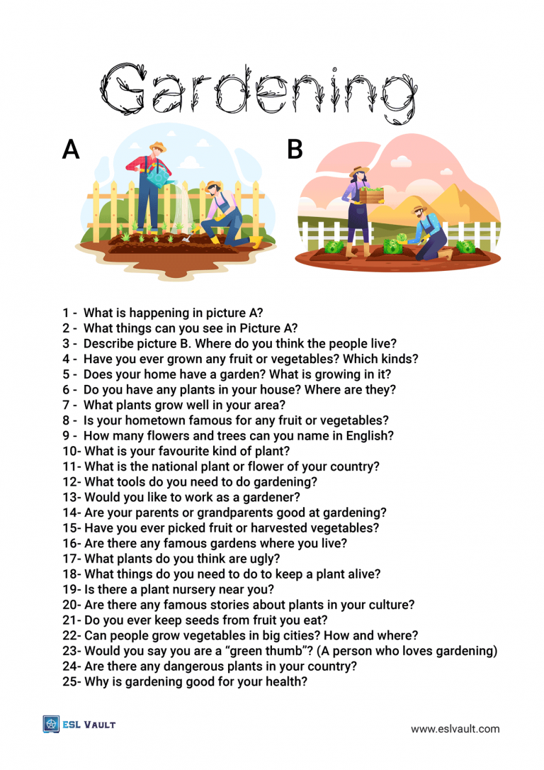 25 gardening conversation questions - ESL Vault