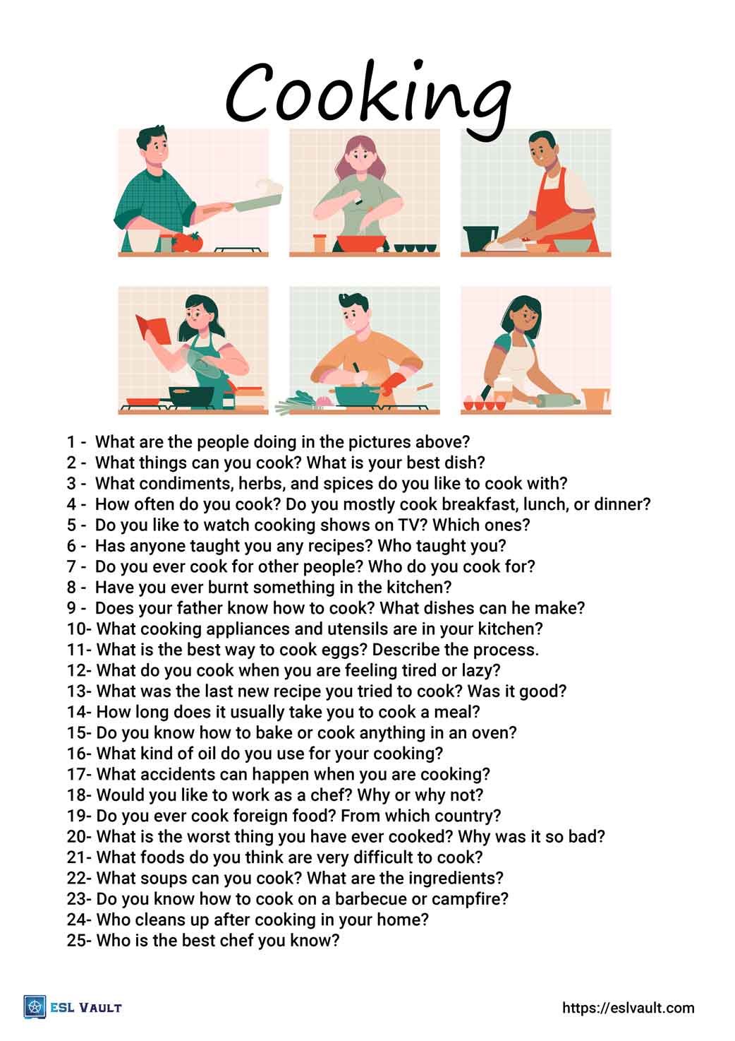 50 cooking conversation questions - ESL Vault