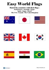 World flags worksheet printables - ESL Vault