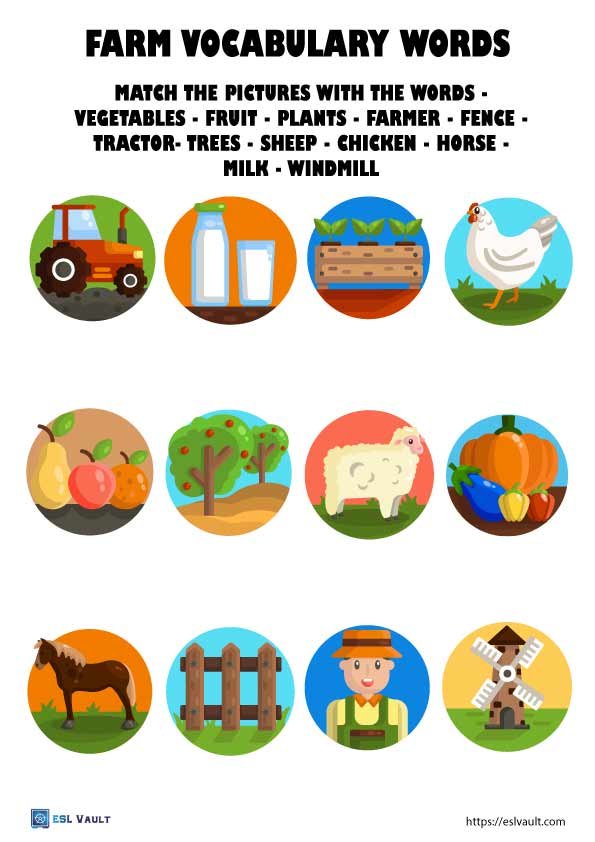 Free farm vocabulary printables - ESL Vault