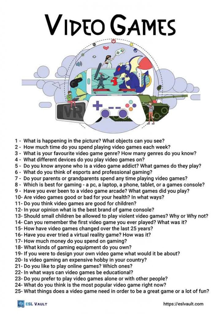 25 video games conversation questions - ESL Vault