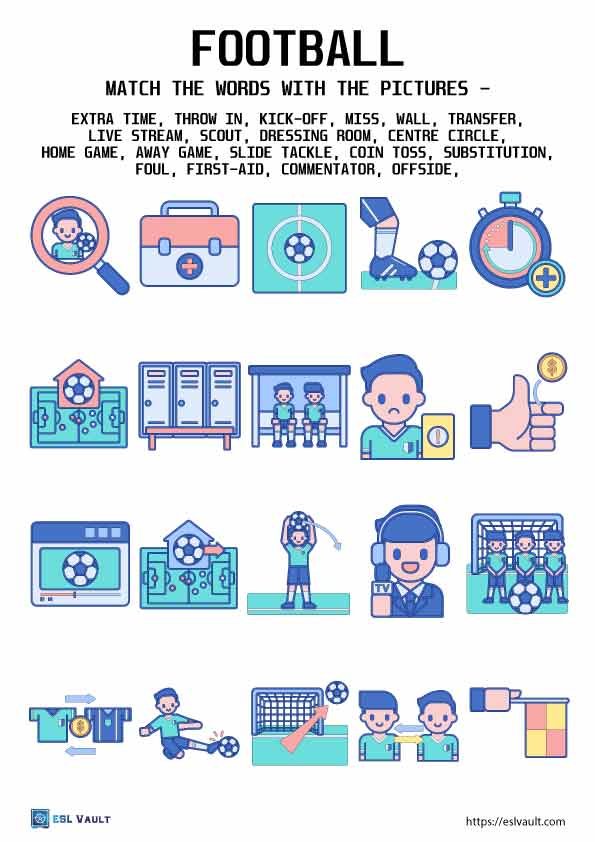 Free football vocabulary worksheets - ESL Vault
