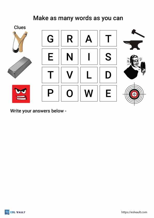 13 free printable boggle word puzzles - ESL Vault