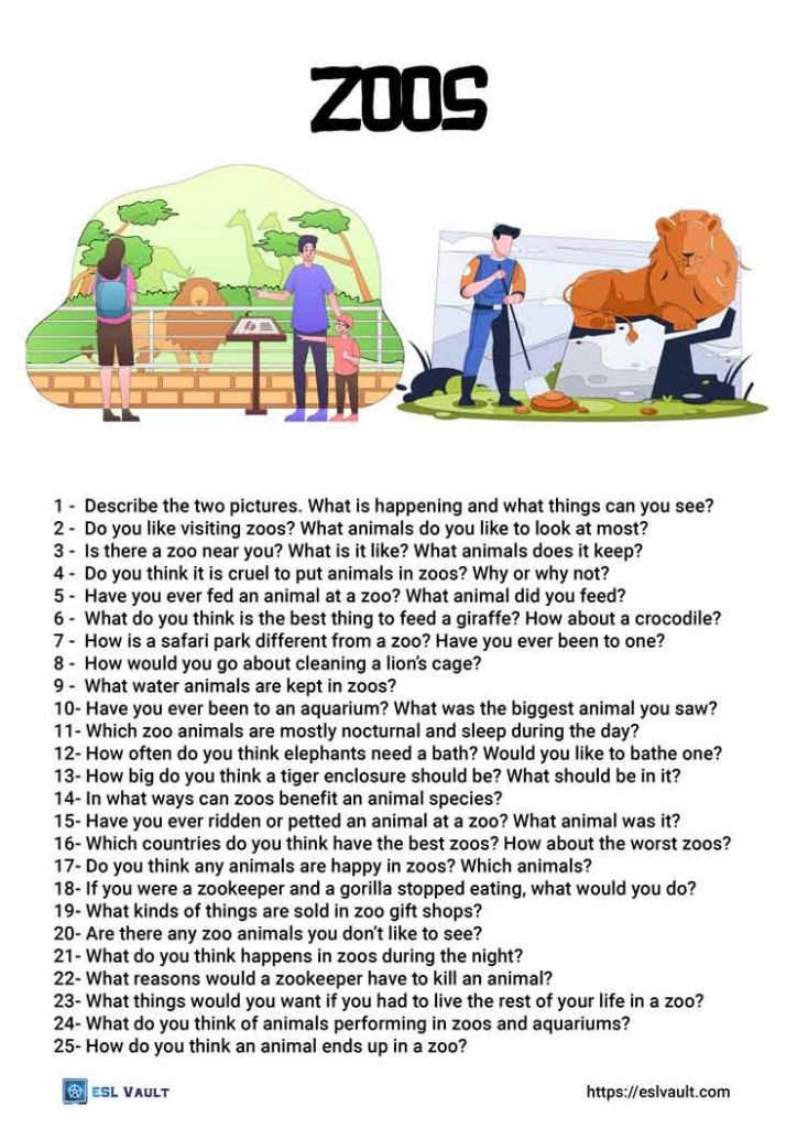 25 zoo conversation questions - ESL Vault