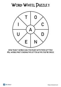 17 free word wheel puzzle printables - ESL Vault