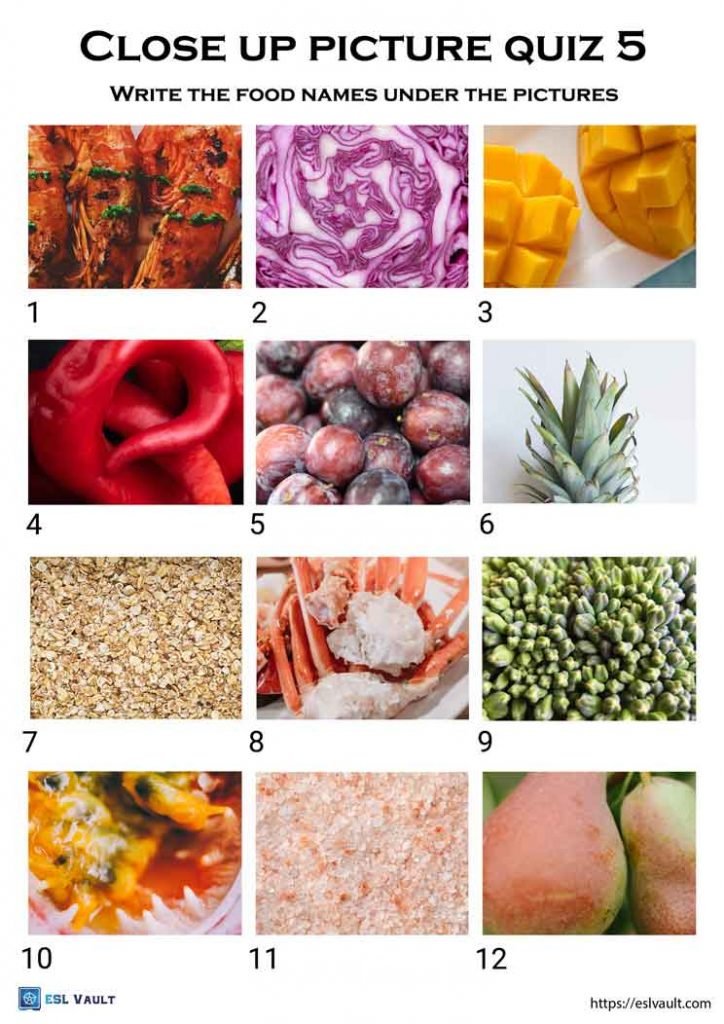 8 close up picture quiz printables - ESL Vault
