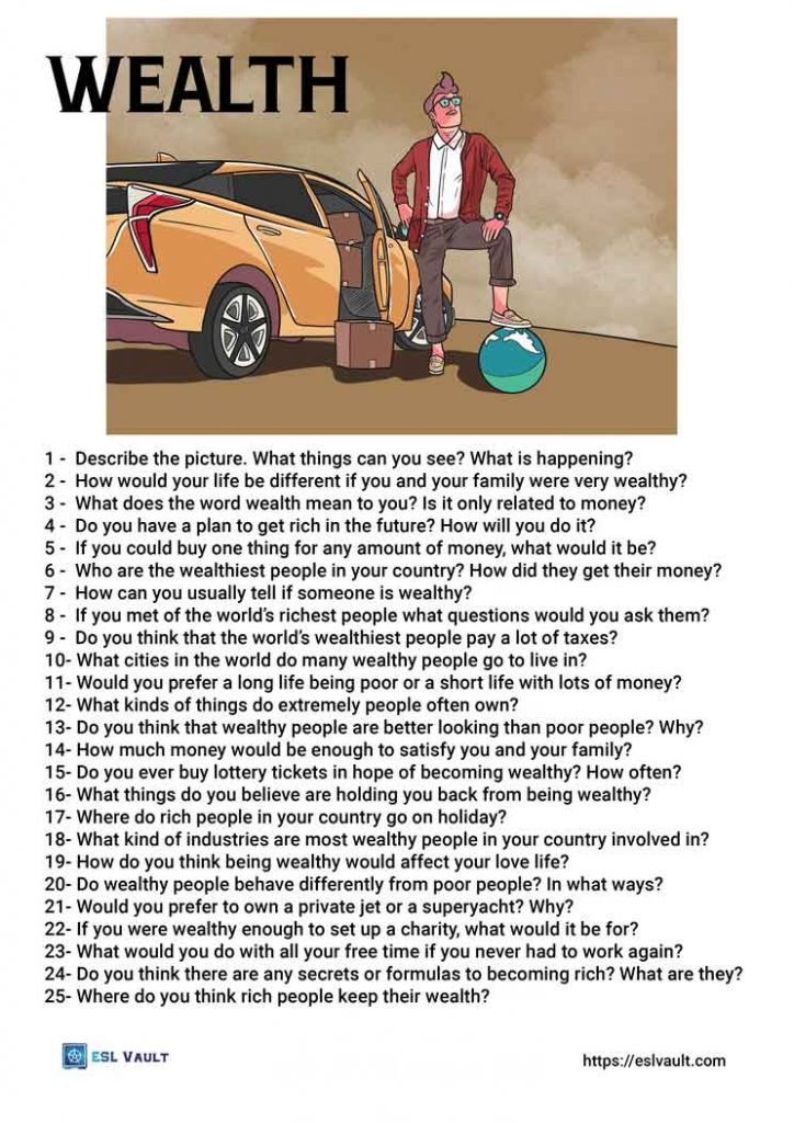 25 wealth conversation questions - ESL Vault