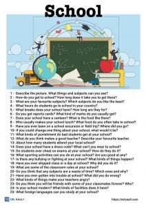 25 school conversation questions - ESL Vault