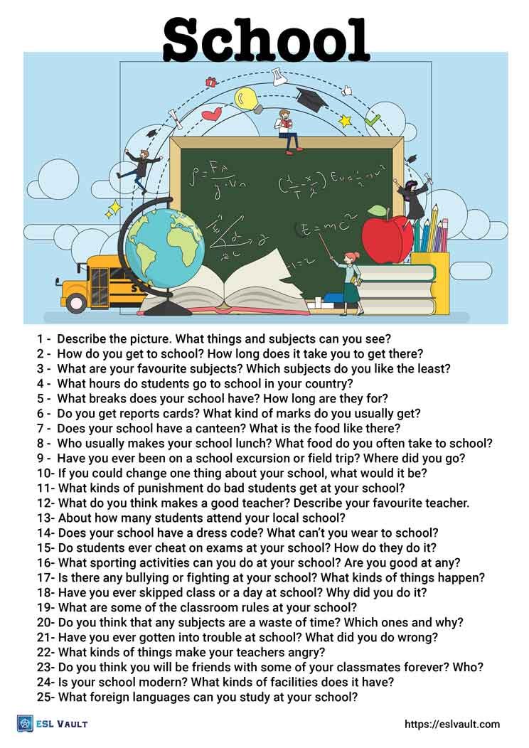 25 school conversation questions - ESL Vault