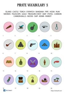Free printable pirate vocabulary worksheet PDFs - ESL Vault