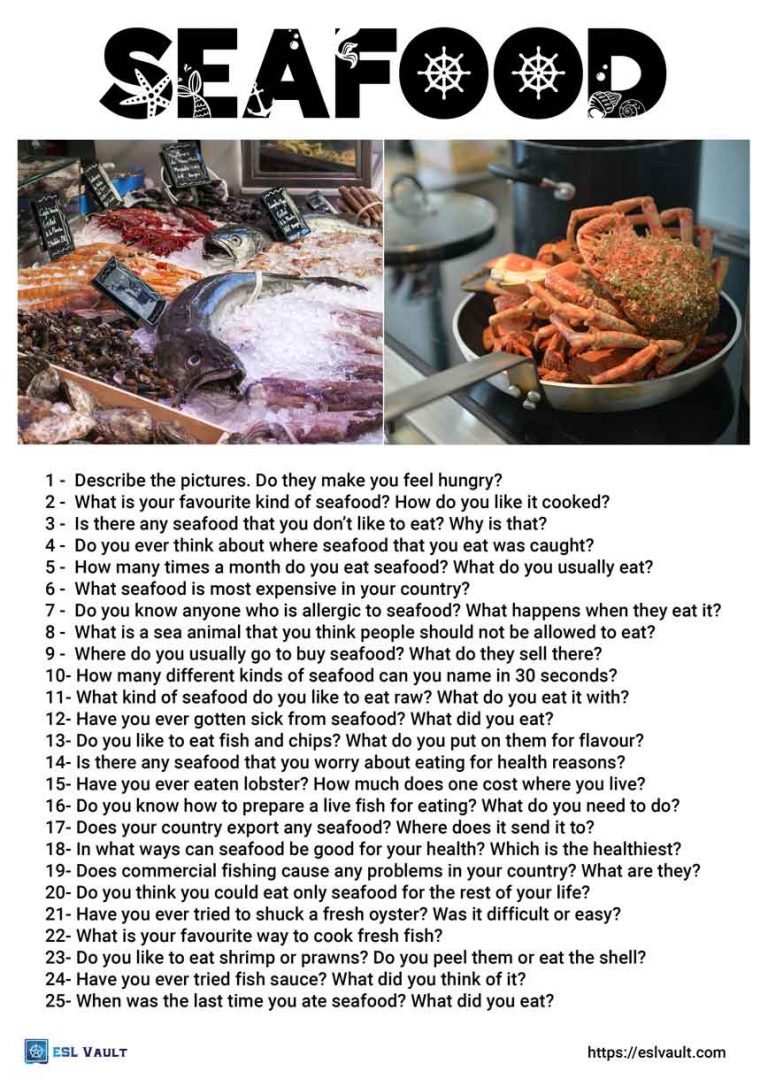 25 seafood conversation questions - ESL Vault