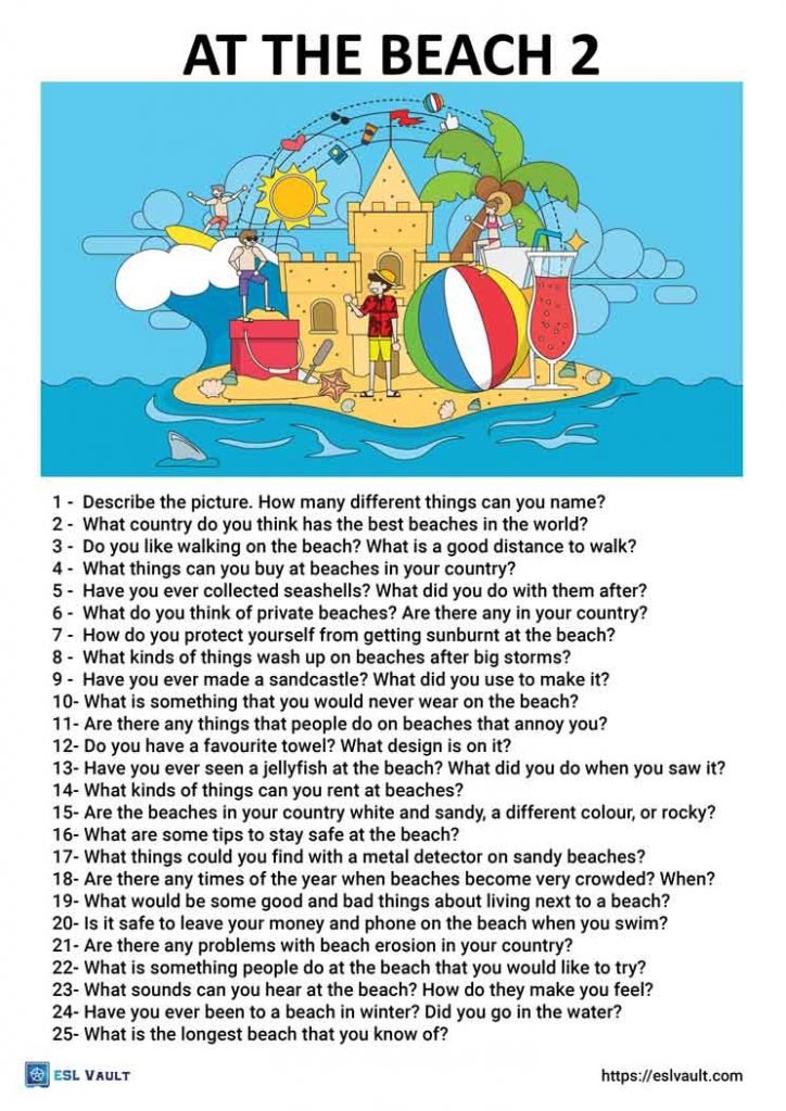 50 beach conversation questions - ESL Vault