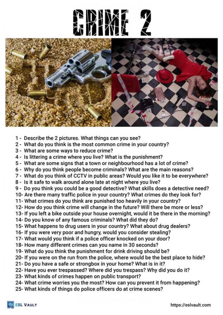 50 crime conversation questions - ESL Vault