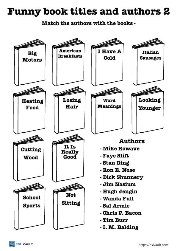 3 Funny Book Titles And Authors Puzzles ESL Vault 3 Funny Book Titles And Authors Puzzles ESL Vault