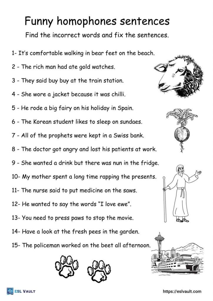 45 funny homophones sentences - ESL Vault