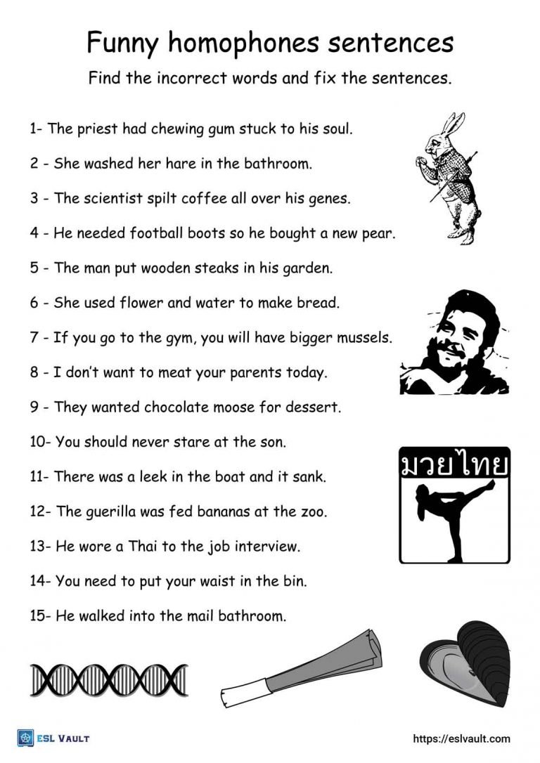 45 funny homophones sentences - ESL Vault