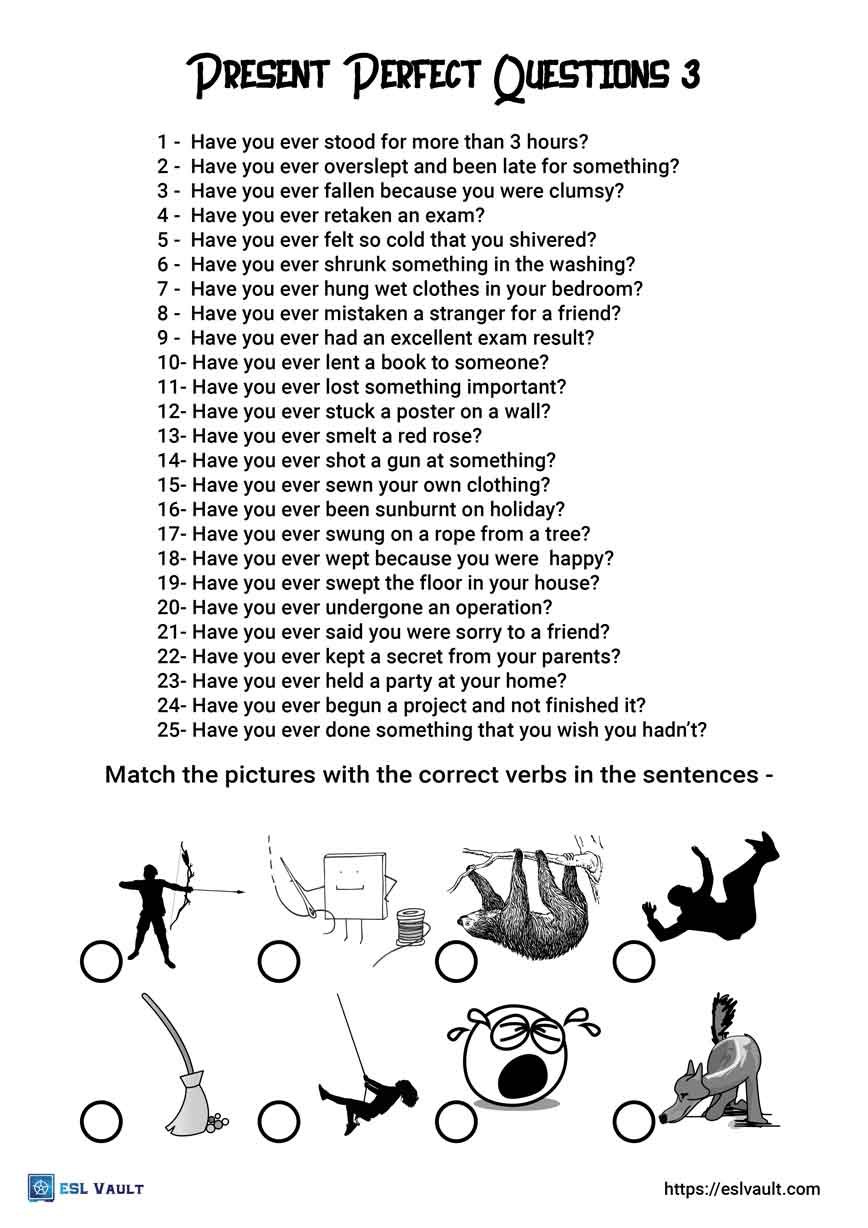 75 present perfect conversation questions - ESL Vault