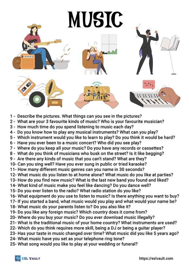 25 Fun Music Conversation Questions ESL Vault 25 Fun Music Conversation Questions ESL Vault