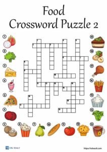 5 free fun food crossword puzzles - ESL Vault