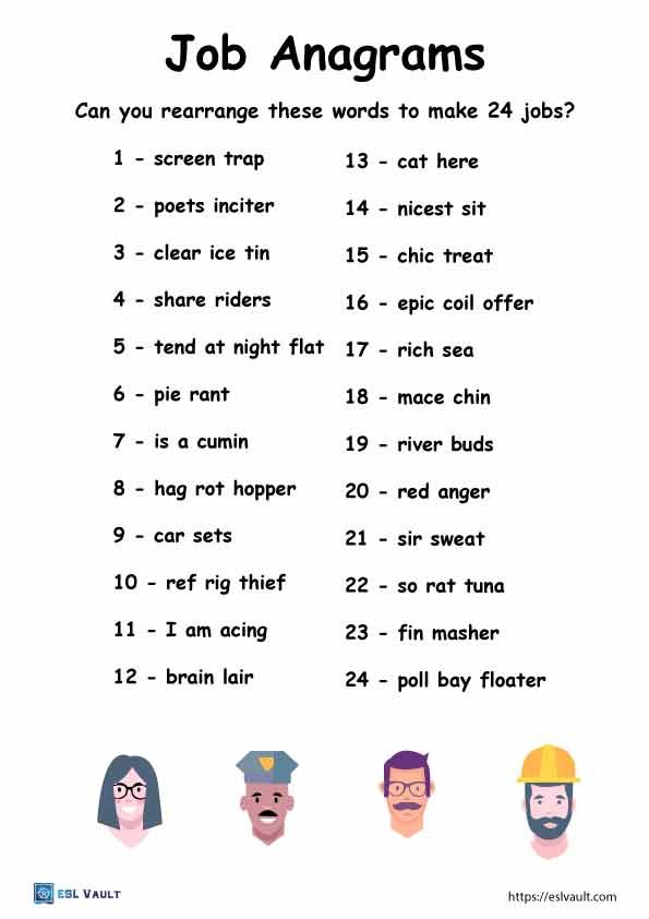 246 Free printable anagrams puzzles (PDF) - ESL Vault