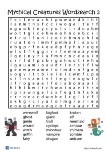 5 free mythical creatures worksheets - ESL Vault