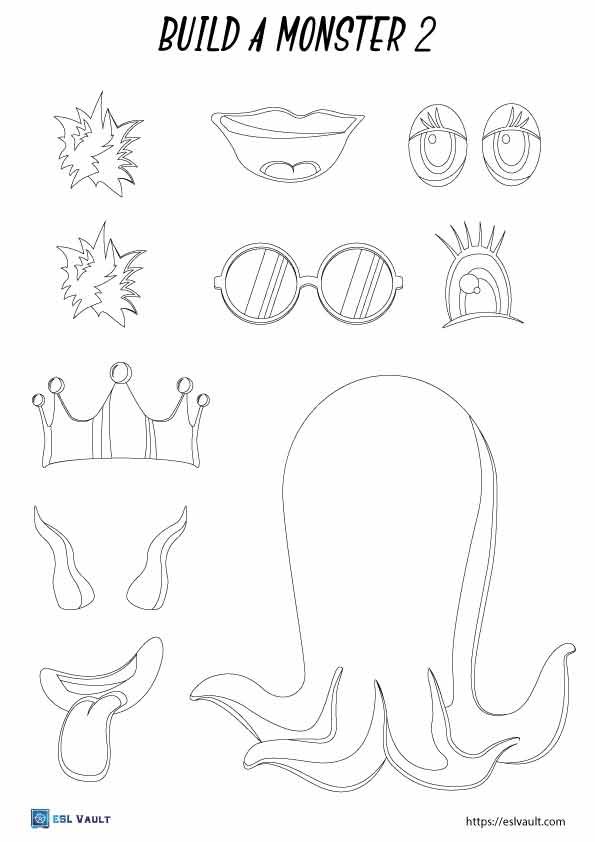 5 free printable build a monster worksheets - ESL Vault
