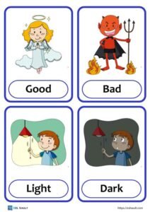 72 free printable opposites flashcards - ESL Vault
