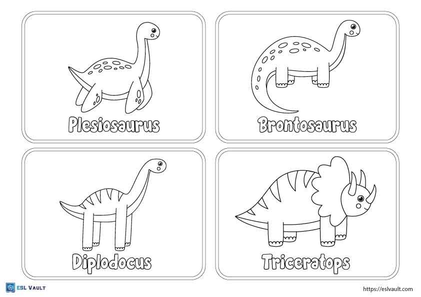24 free printable dinosaur flashcards - ESL Vault