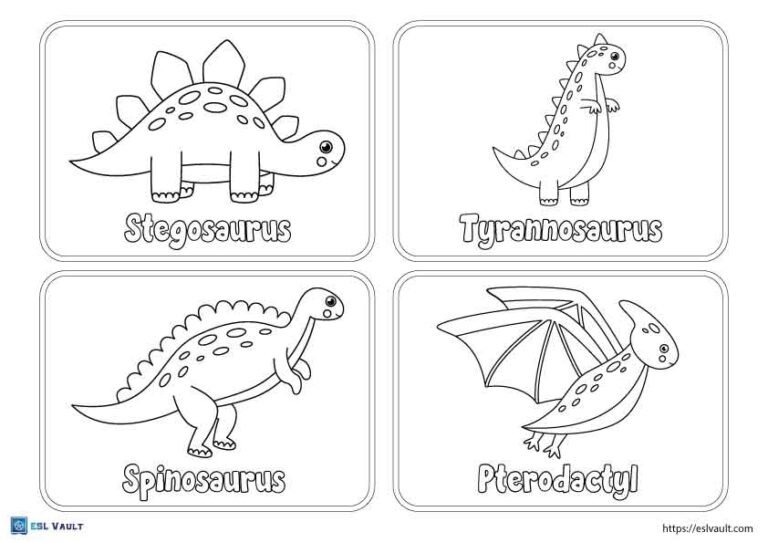 24 free printable dinosaur flashcards - ESL Vault