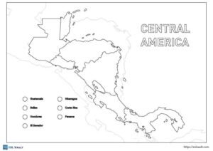 6 free Central America map coloring pages - ESL Vault