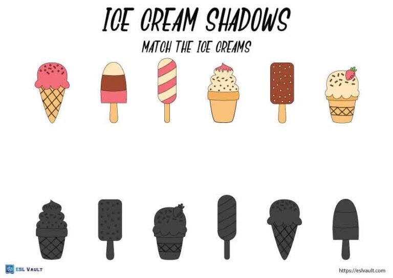 21 free printable shadow matching worksheets - ESL Vault