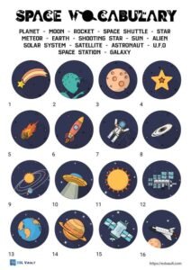 3 free space vocabulary worksheets - ESL Vault